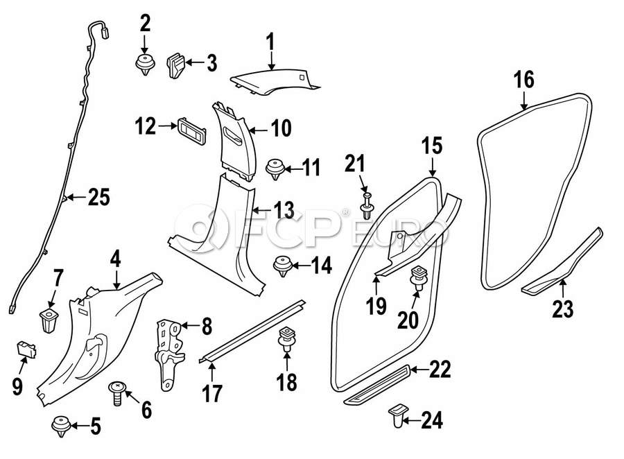 BMW Body A-Pillar Trim Panel - Genuine BMW 51438056882 | FCP Euro