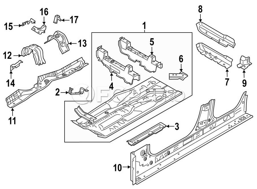 BMW Floor Pan Bracket - Genuine BMW 41007473061 | FCP Euro