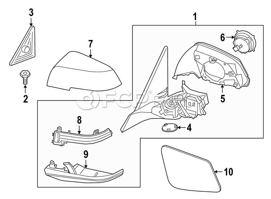 BMW Door Mirror Cap - Genuine BMW 51168499561 | FCP Euro