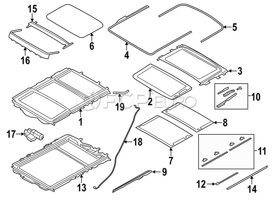 BMW Sunroof Cable Guide - Genuine BMW 54107293447 | FCP Euro