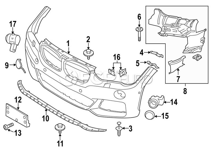 BMW Parking Aid Sensor Bracket - Genuine BMW 51118072823 | FCP Euro