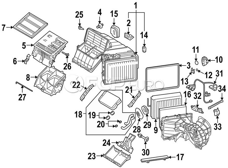 VW HVAC Air Inlet Housing - Genuine VW 7L0819351H | FCP Euro