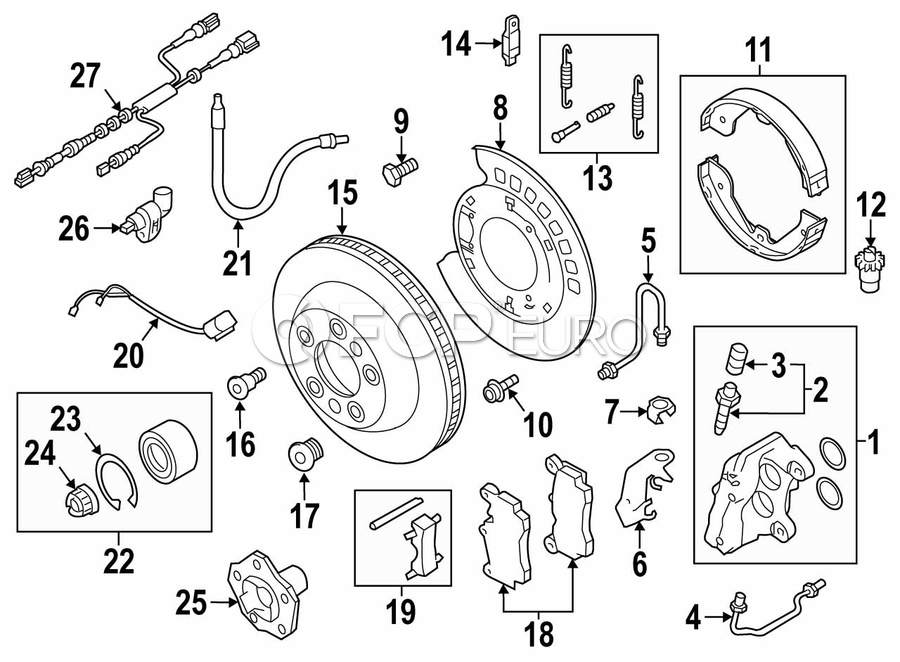 Audi VW Parking Brake Backing Plate - Genuine Audi VW 7L0609452B | FCP Euro