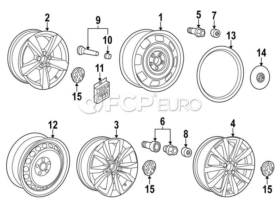 VW Wheel Trim Ring - Genuine VW 5C0601157B | FCP Euro