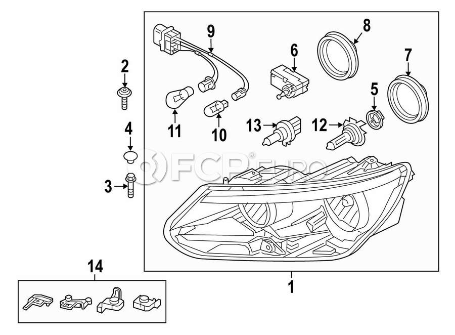 VW Headlight Wiring Harness - Genuine VW 5N0971671 | FCP Euro