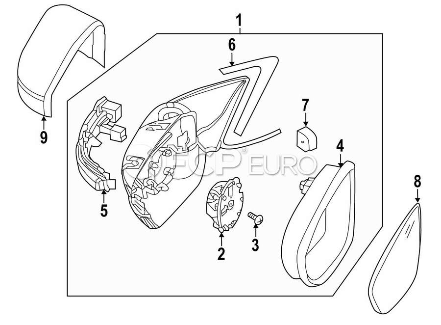 VW Door Mirror Housing - Genuine VW 5C7857508AC | FCP Euro