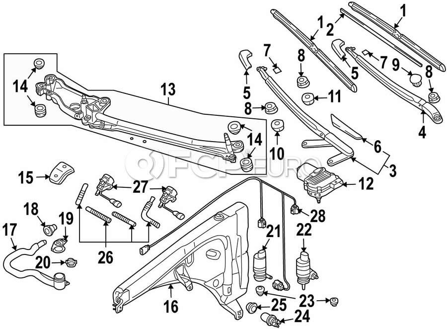 VW Washer Fluid Reservoir Filler Pipe - Genuine VW 7L6955463B | FCP Euro