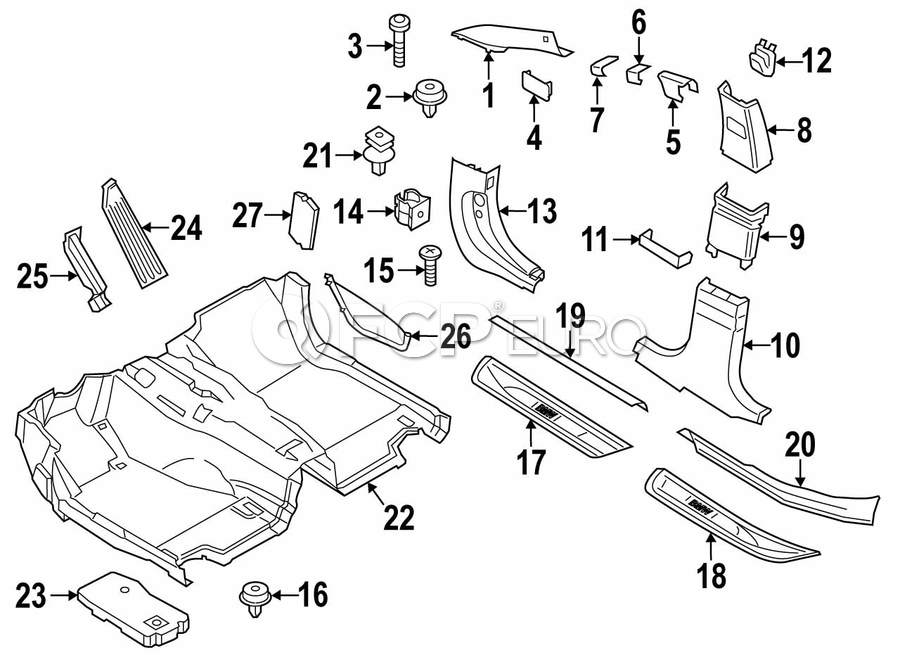 BMW Cover Column A Left (Anthrazit) - Genuine BMW 51438047549 | FCP Euro