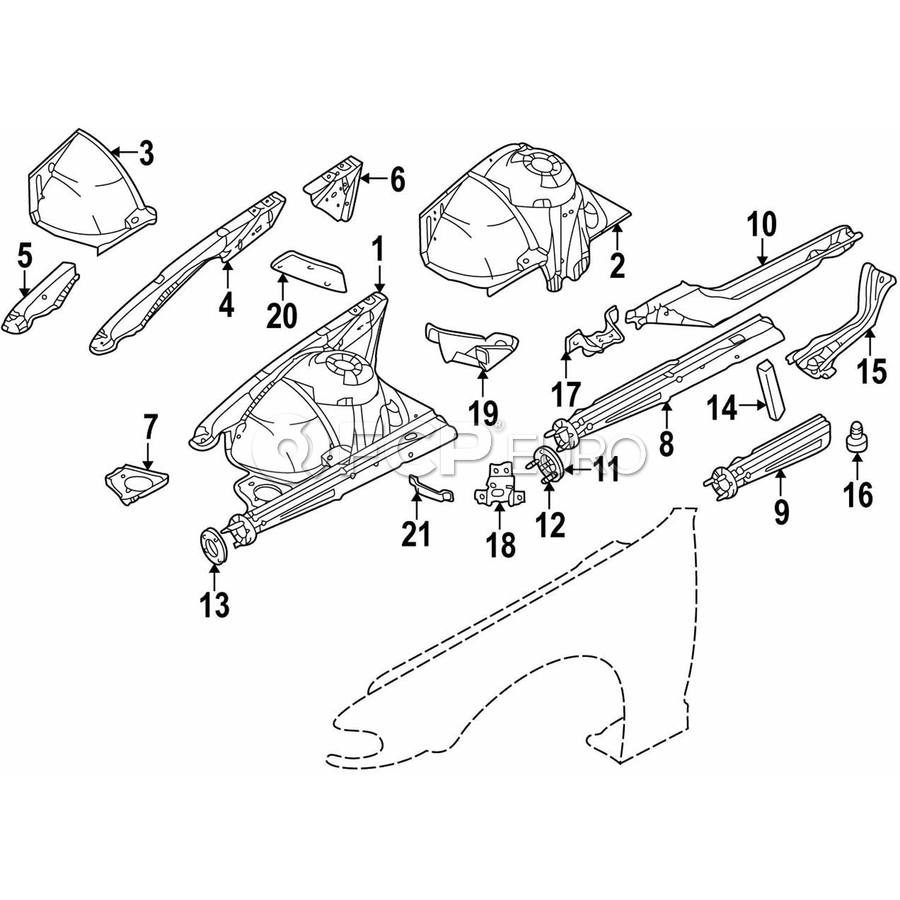 BMW Fender Apron Reinforcement - Genuine BMW 41118170408 | FCP Euro