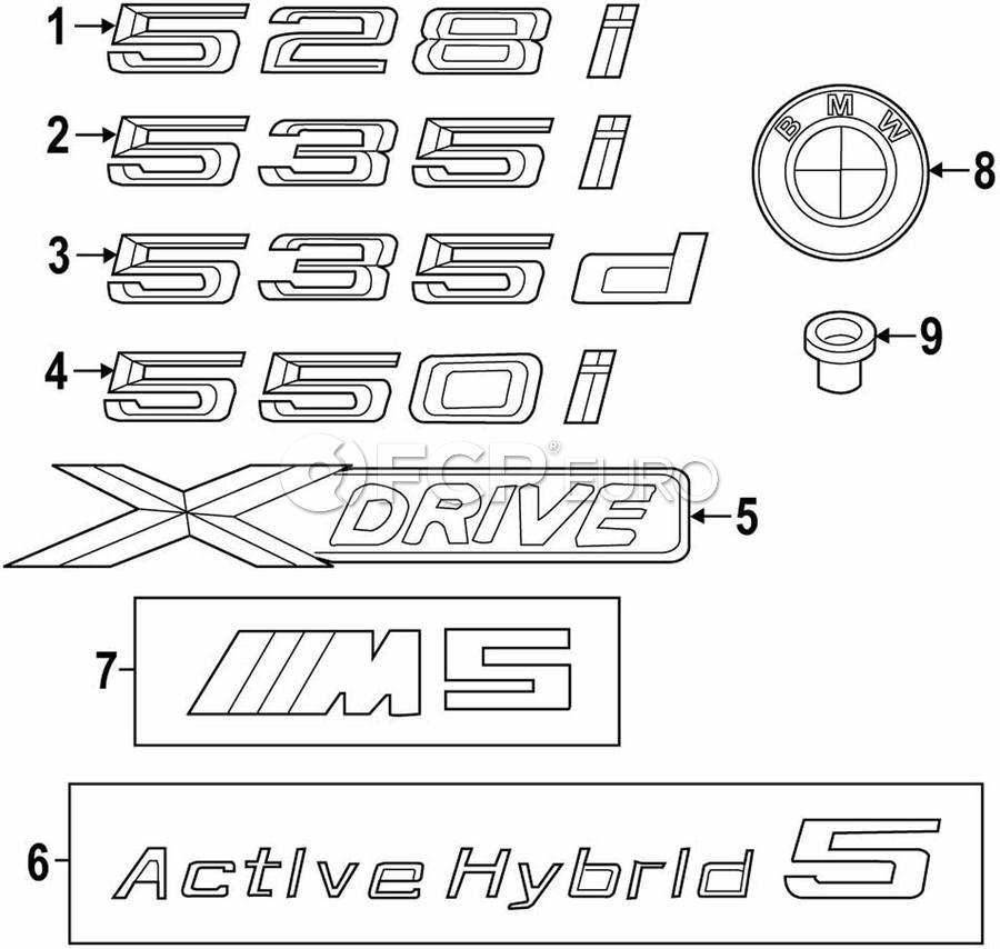 BMW Model Designation Lettering Rear (Active Hybrid 5) - Genuine BMW ...