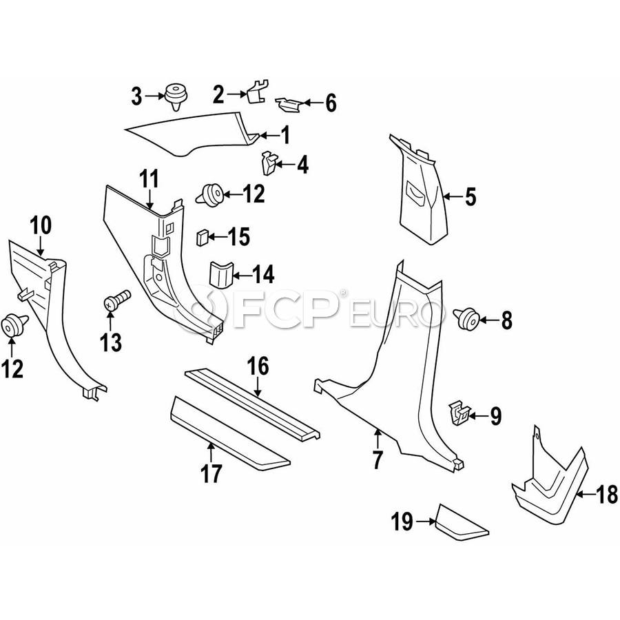 BMW Cover B-Column Upper Left (Anthrazit) - Genuine BMW 51438050325 ...