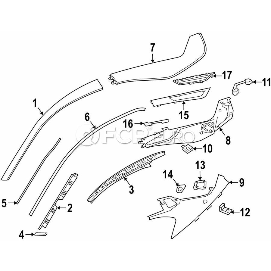 BMW Retaining Strip A-Pillar Right - Genuine BMW 51627336420 | FCP Euro