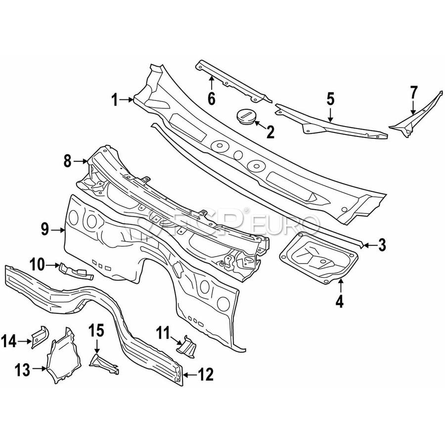 BMW Cowl Grille Panel Seal - Genuine BMW 51712991897 | FCP Euro