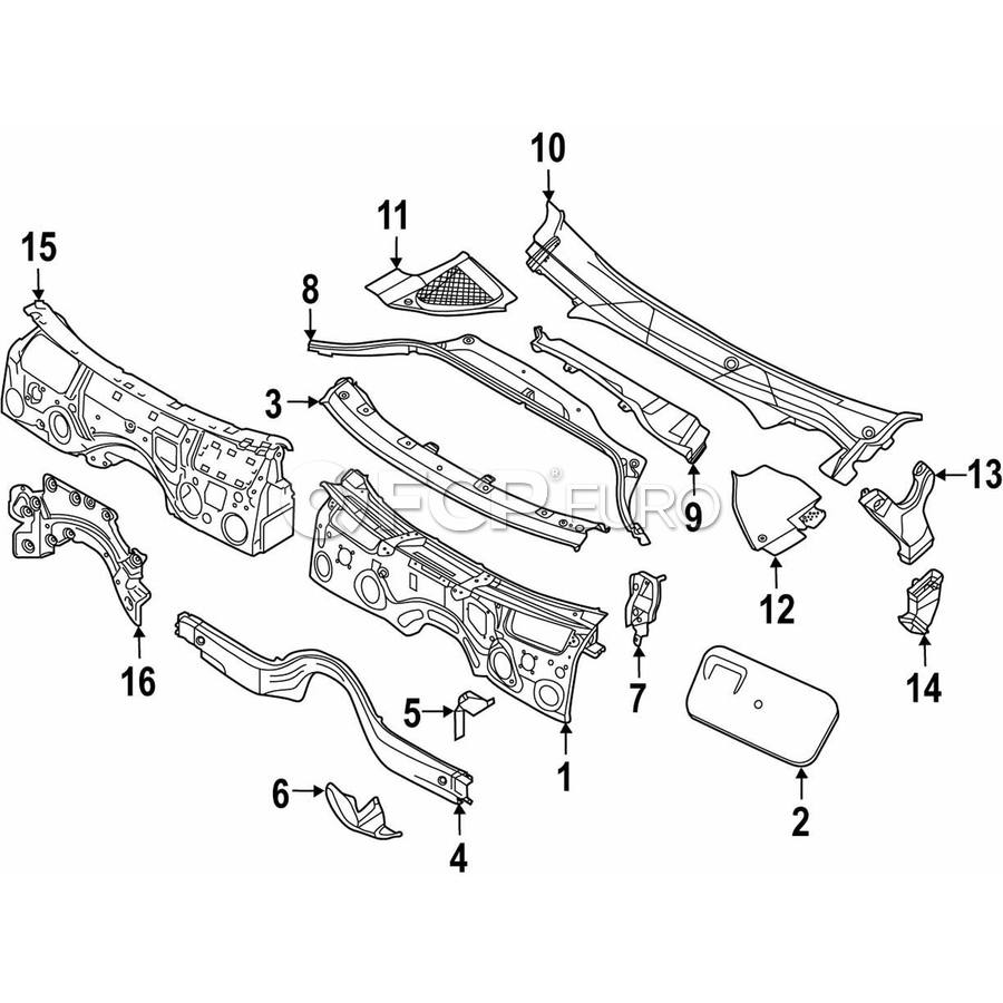 BMW Cowl Panel - Genuine BMW 51717394812 | FCP Euro