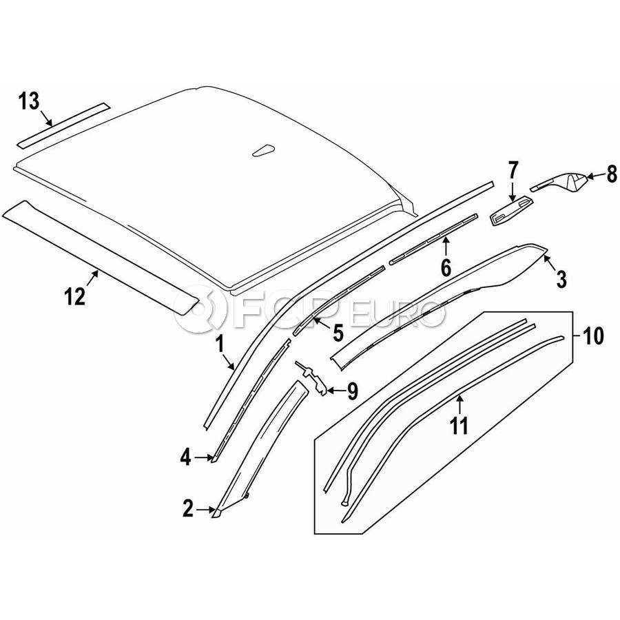 BMW Roof Side Rail - Genuine BMW 51767314003 | FCP Euro