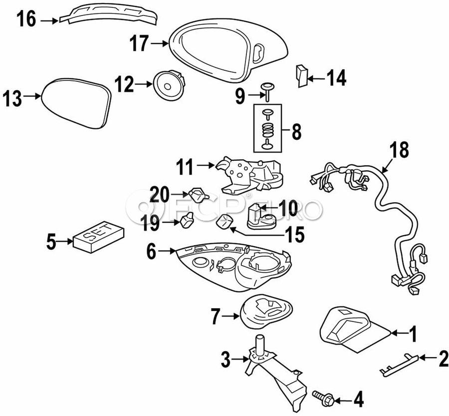 Porsche Door Mirror Hardware Kit - Genuine Porsche 95B898813 | FCP Euro