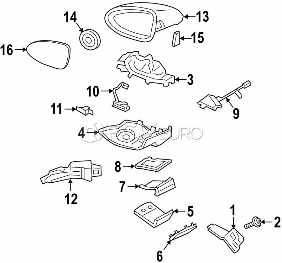 Porsche Door Mirror Housing - Genuine Porsche 971857412 | FCP Euro