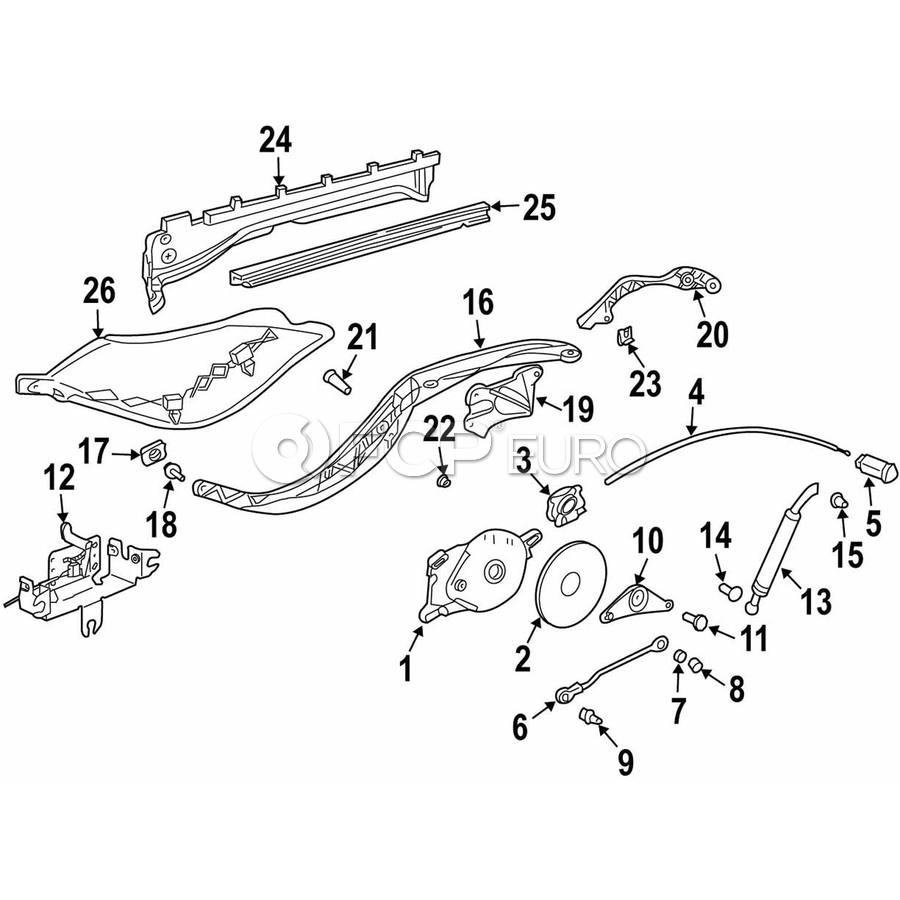 Porsche Convertible Top Lift Support - Genuine Porsche 98656158002 ...