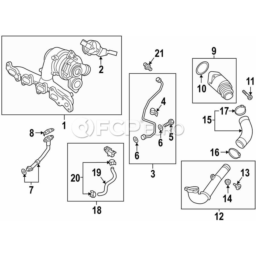 Audi VW Turbocharger Oil Line Adapter - Genuine Audi VW 059145911A ...