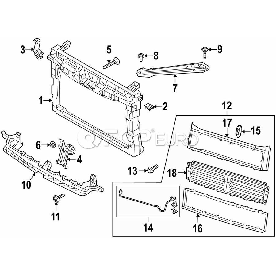 Volkswagen Radiator Support Panel Brace - Genuine VW 17A806929 | FCP Euro