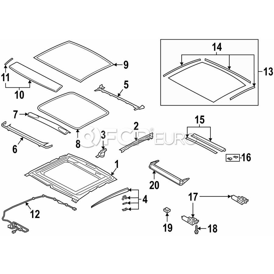 Volkswagen Sunroof Cover Hardware Kit - Genuine VW 17A898924 | FCP Euro