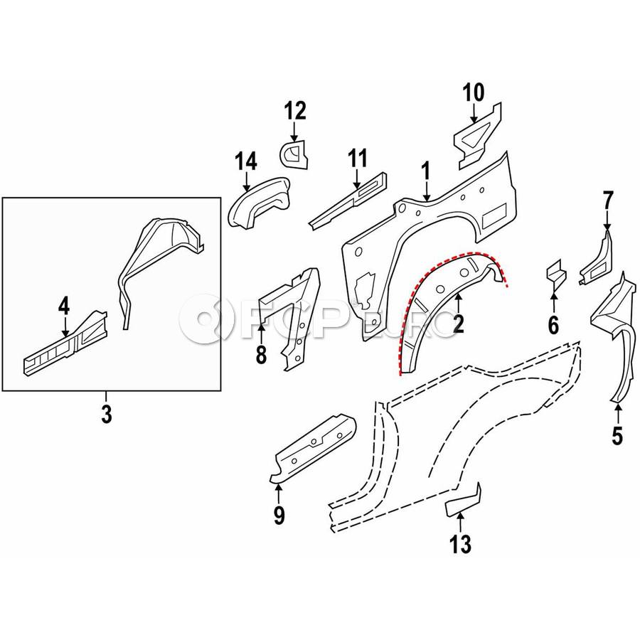 VW Wheel Housing Side Panel - Genuine VW 1Q0809411A | FCP Euro