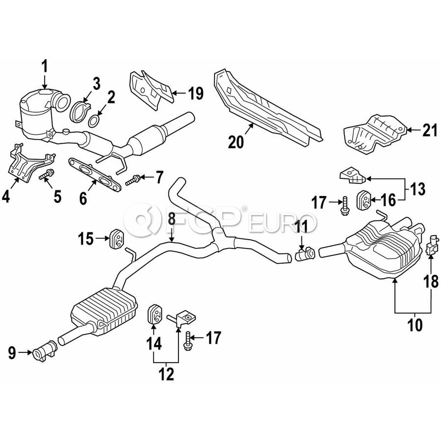 Volkswagen Exhaust Muffler - Genuine VW 3G0253609AF | FCP Euro