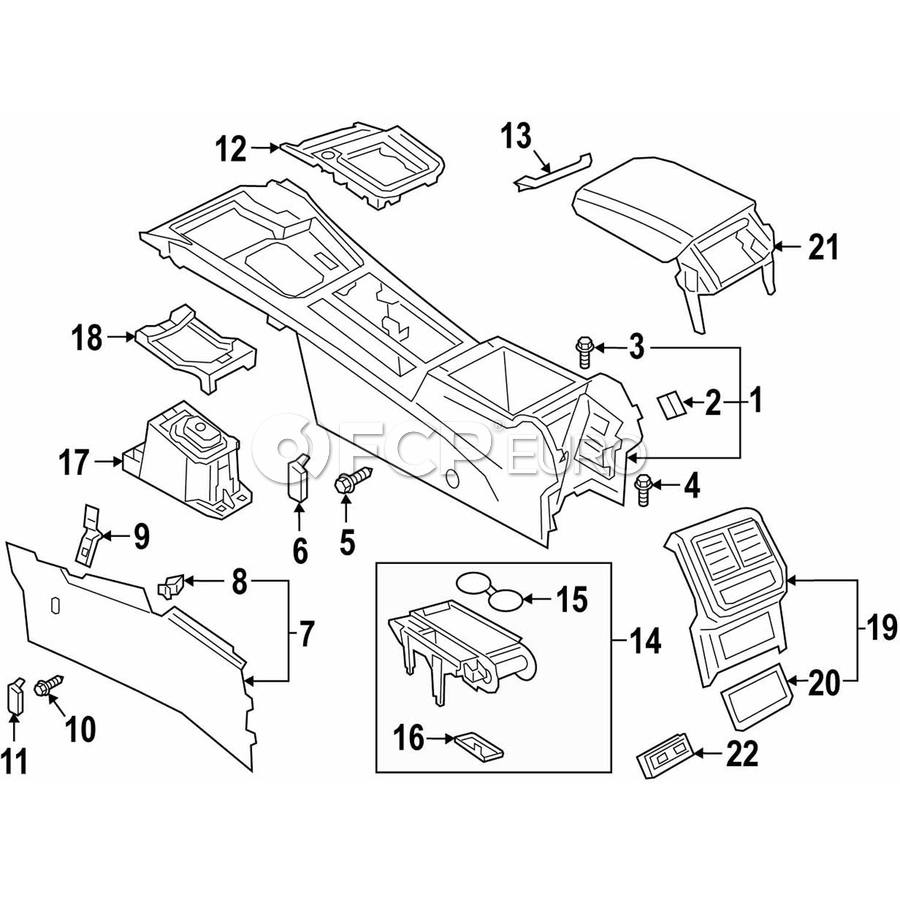 Volkswagen Console Cup Holder - Genuine VW 3G0863135A82V | FCP Euro