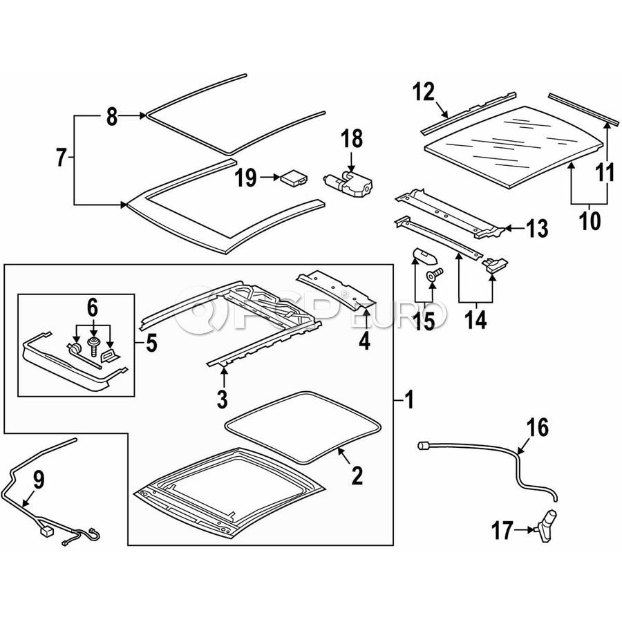 Volkswagen Sunroof Frame Seal - Genuine VW 3G5877439A | FCP Euro