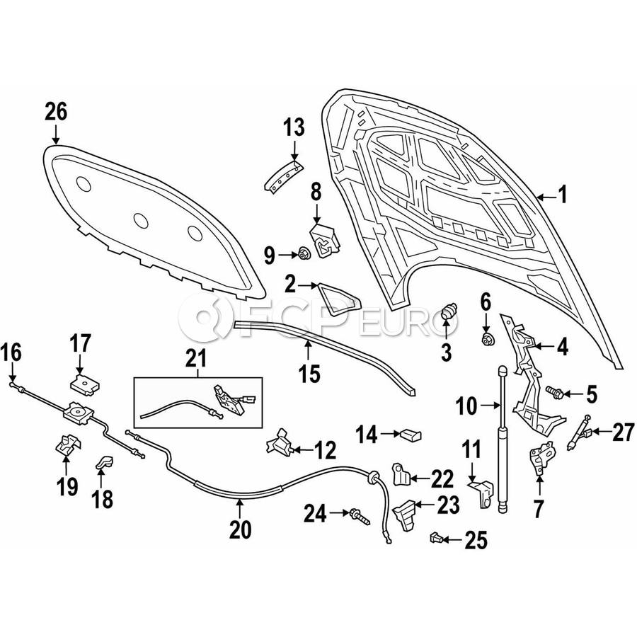 Volkswagen Hood Release Handle Bracket - Genuine VW 3G8823529B | FCP Euro