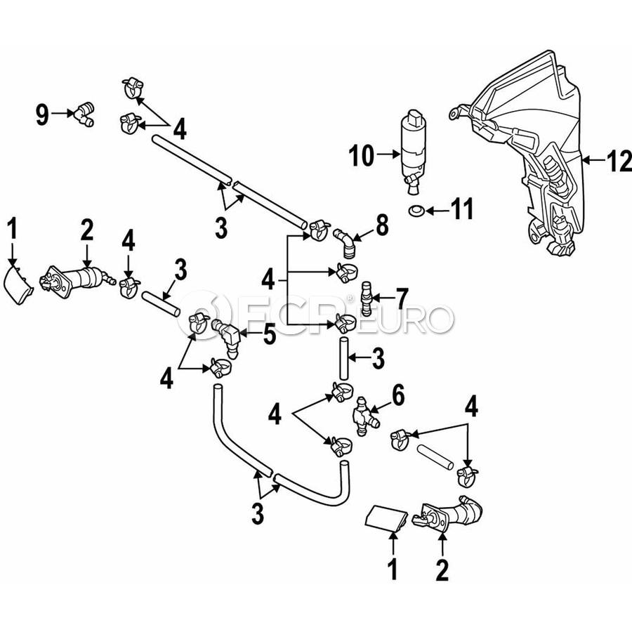 Audi Headlight Washer Cover - Genuine Audi 4F0955276BGRU | FCP Euro