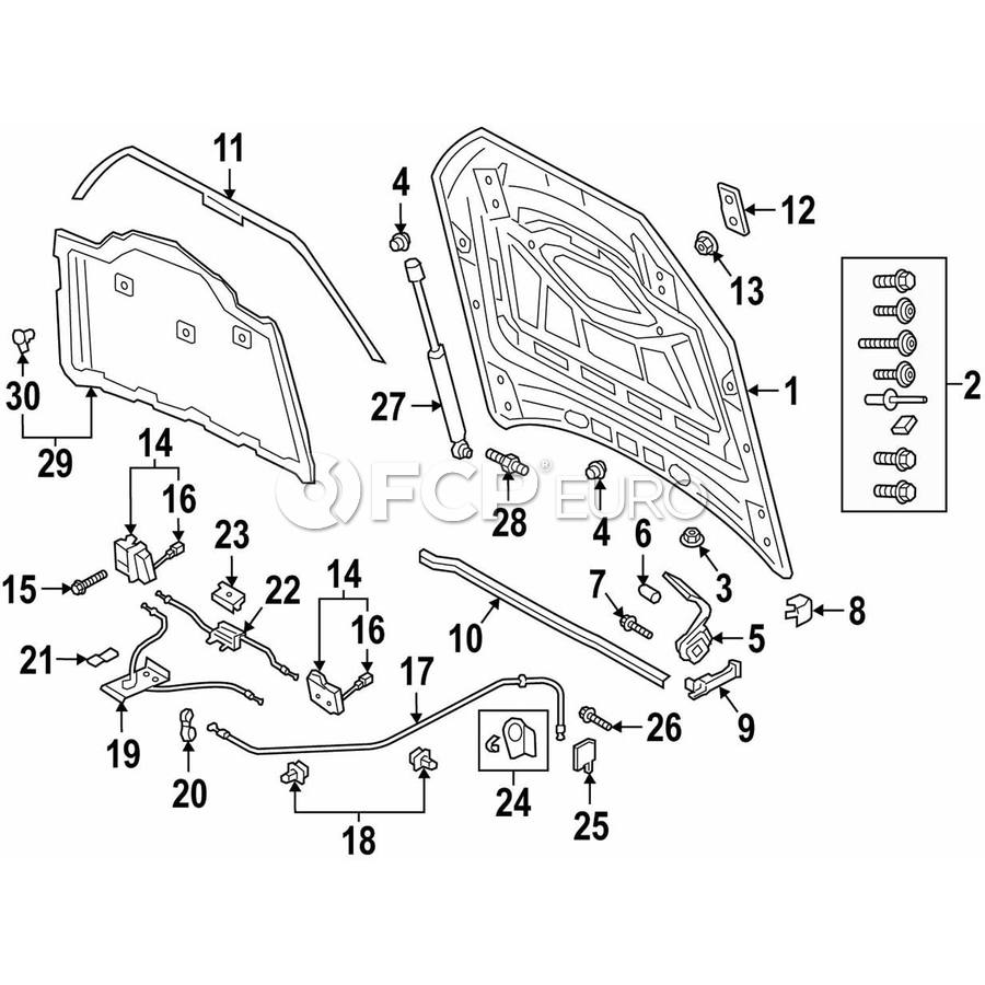 Audi VW Hood Latch Striker Plate - Genuine Audi VW 4M0823186D | FCP Euro