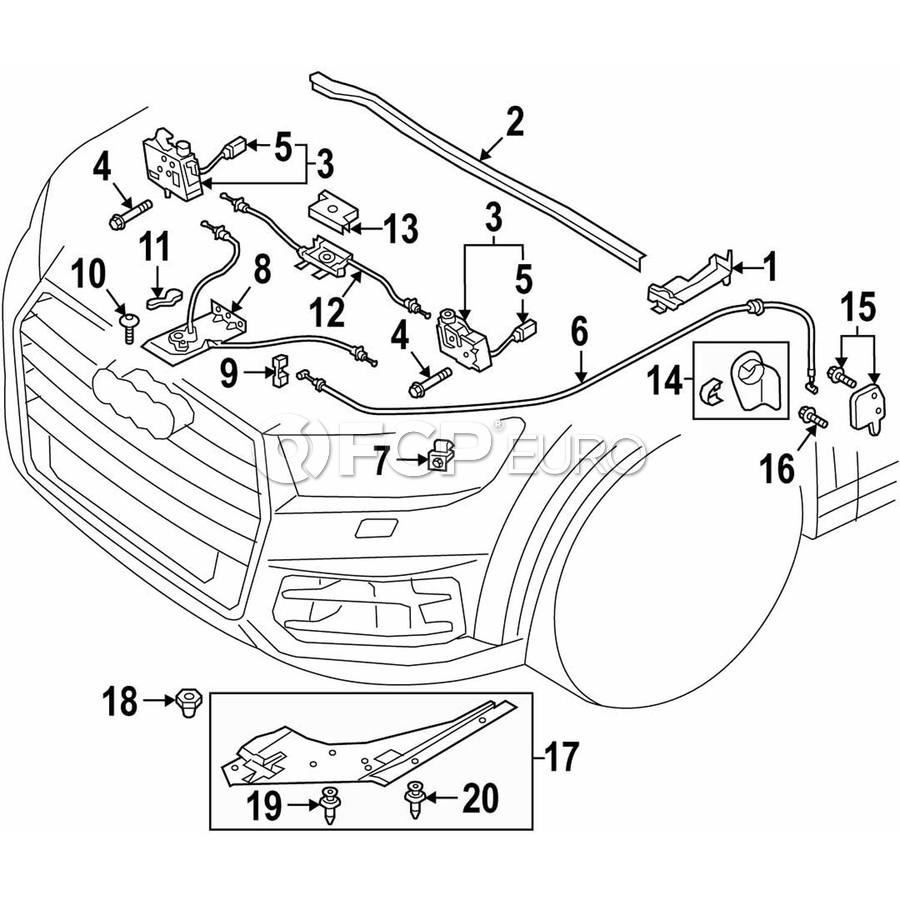 Audi Hood Release Cable - Genuine Audi 4M8823535F | FCP Euro