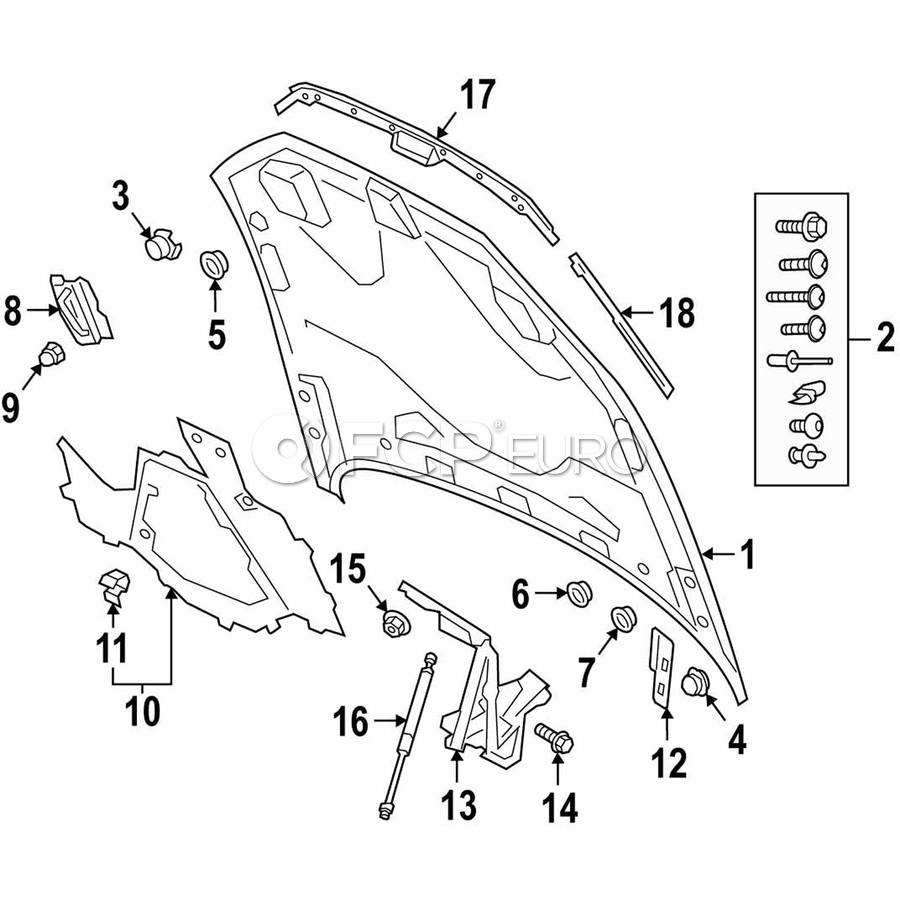 Audi Hood Lift Support - Genuine Audi 4N0823359C | FCP Euro