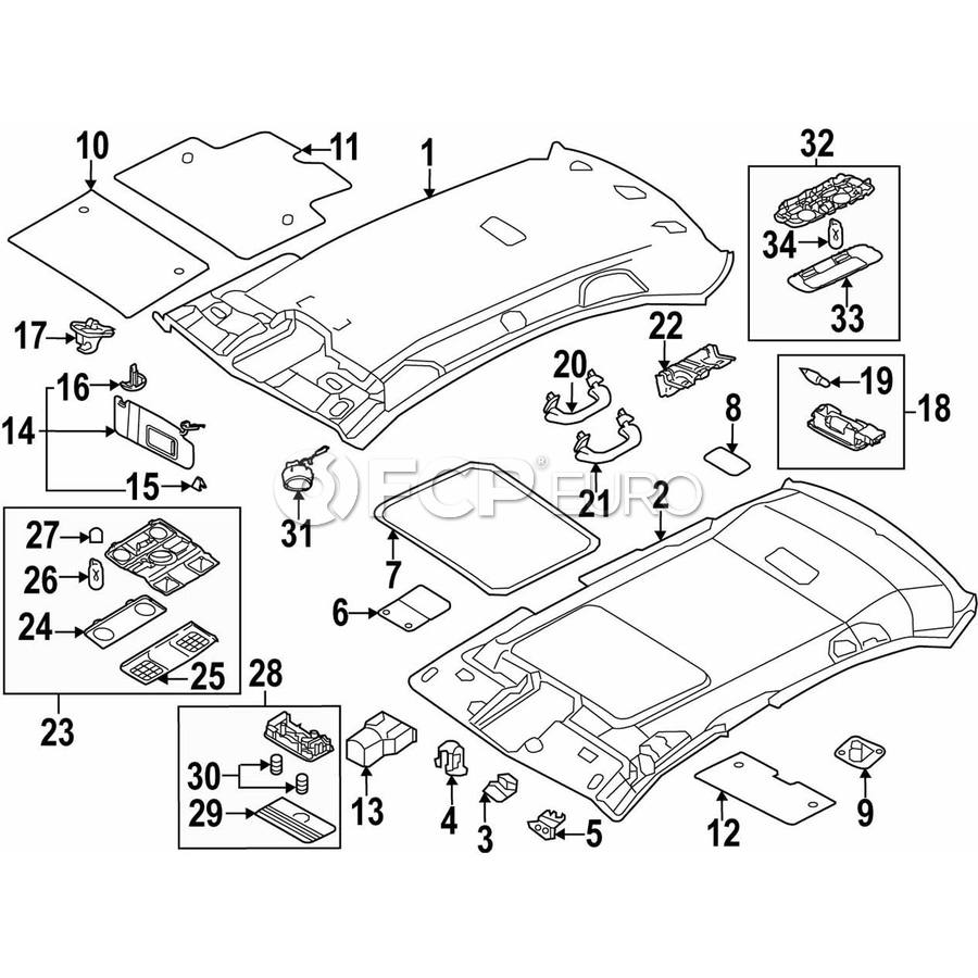 Volkswagen Sunroof Opening Trim Clip - Genuine VW 5C6867786A | FCP Euro
