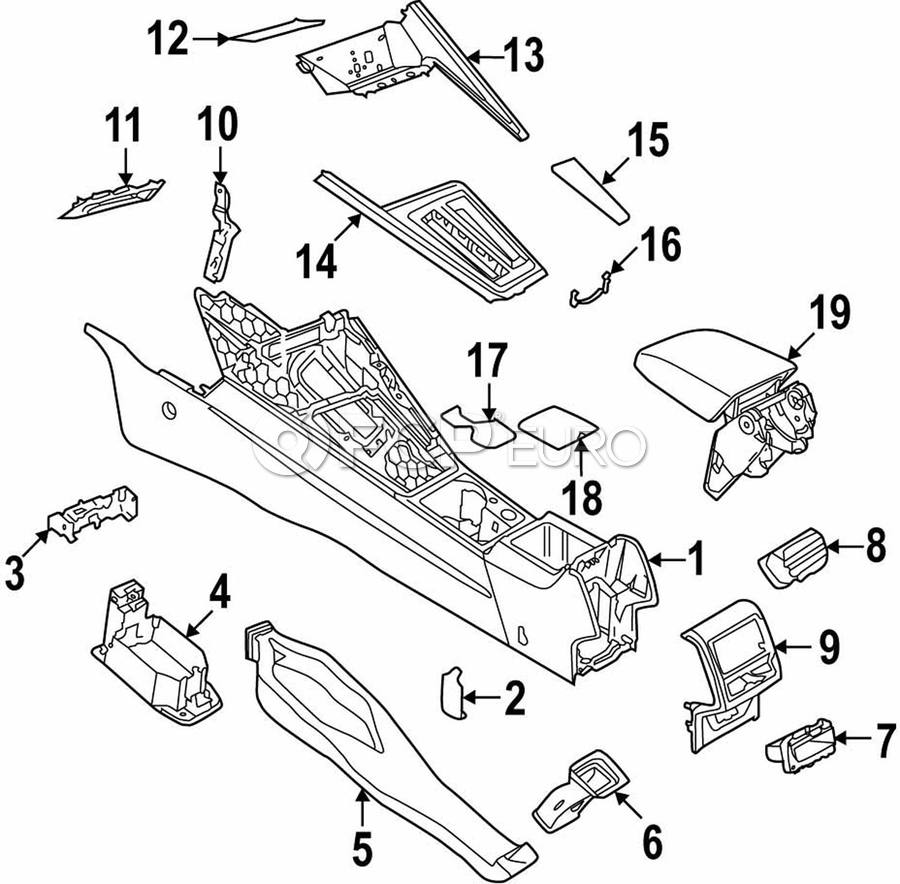 Volkswagen Console Bracket - Genuine VW 5H0863233C | FCP Euro