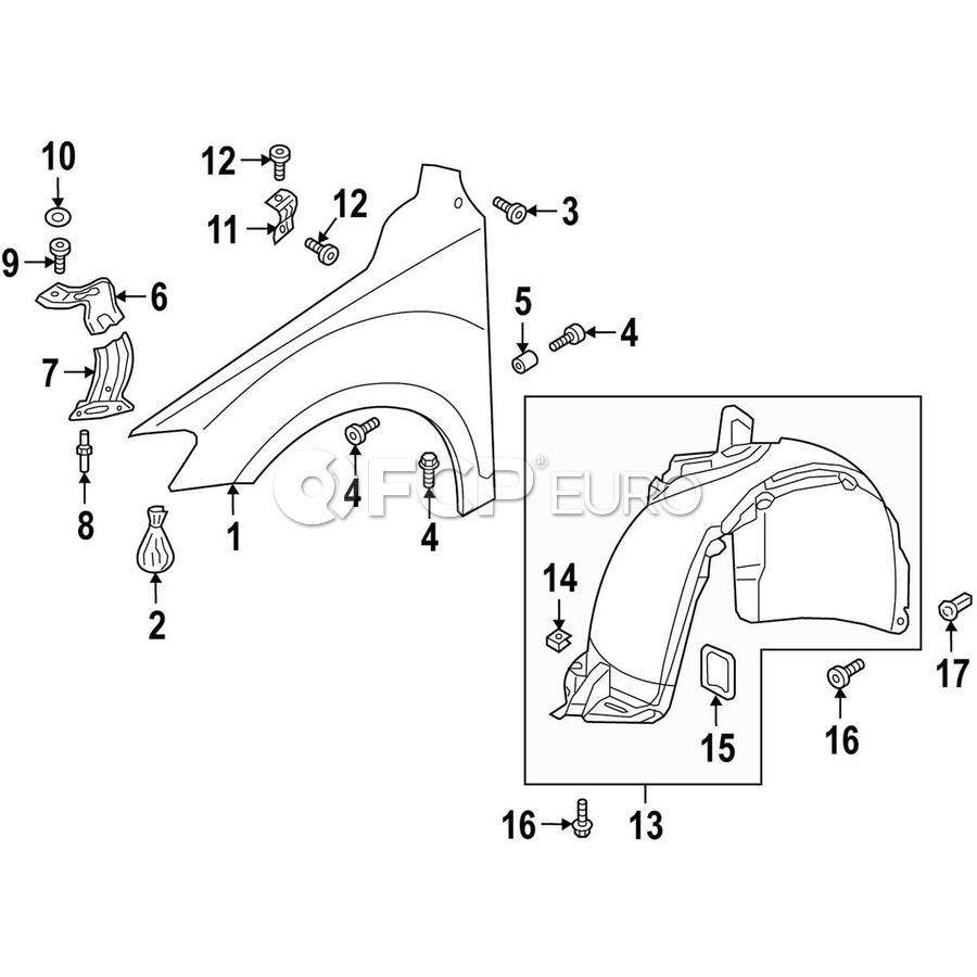 Volkswagen Fender Hardware Kit - Genuine VW 5NA898625 | FCP Euro