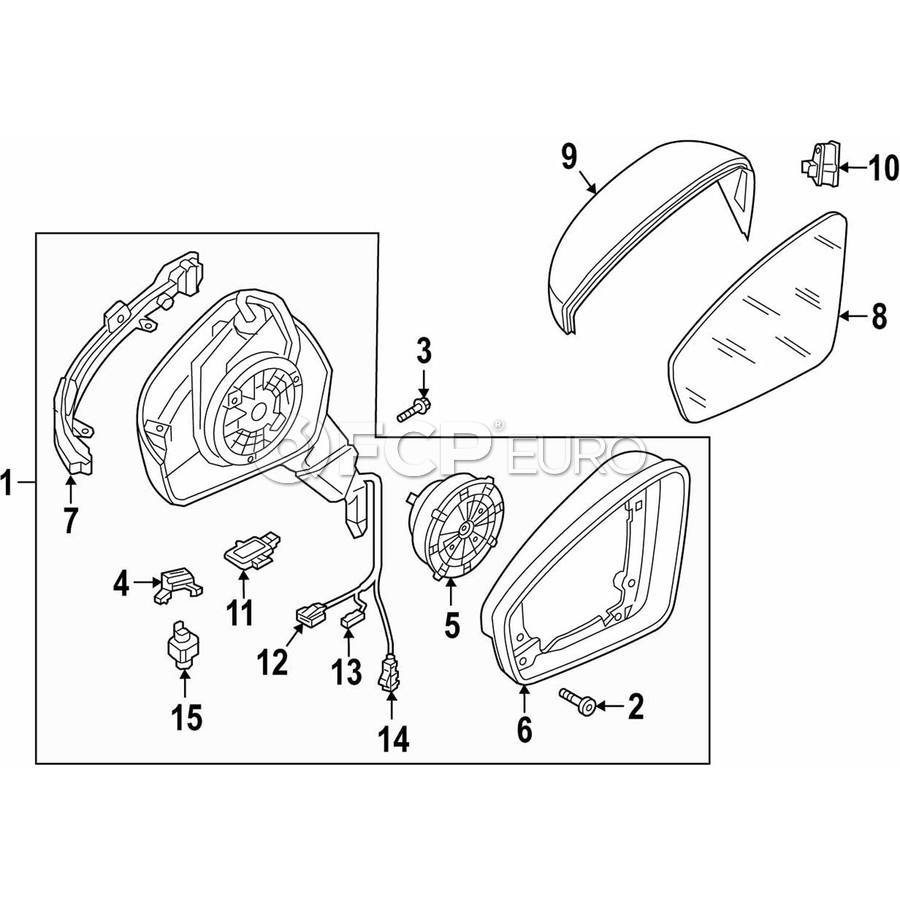 VW Door Mirror Housing Assembly - Genuine VW 5NN857508AB9B9 | FCP Euro