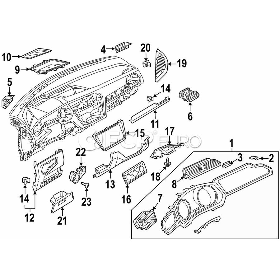 Volkswagen Instrument Cluster Bezel - Genuine VW 5NN858019BWHR | FCP Euro