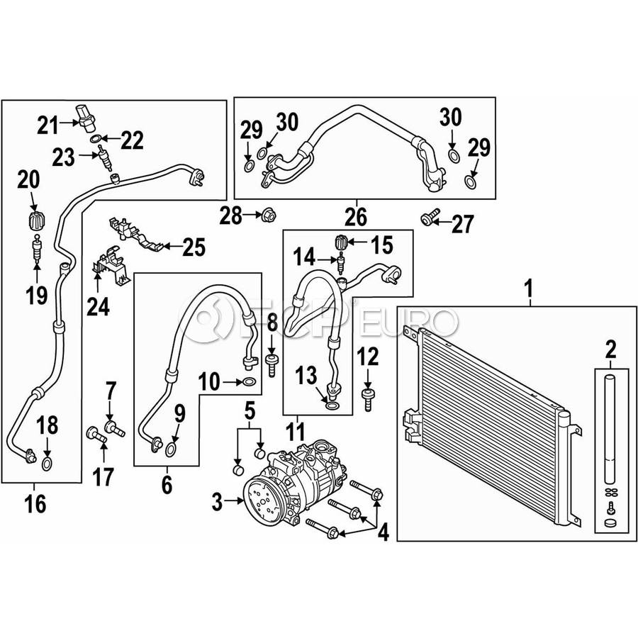 Audi VW A/C Refrigerant Suction Hose - Genuine Audi VW 5Q0816743H | FCP ...