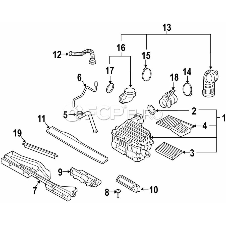 VW Engine Air Intake Duct - Genuine VW 5QM129217 | FCP Euro