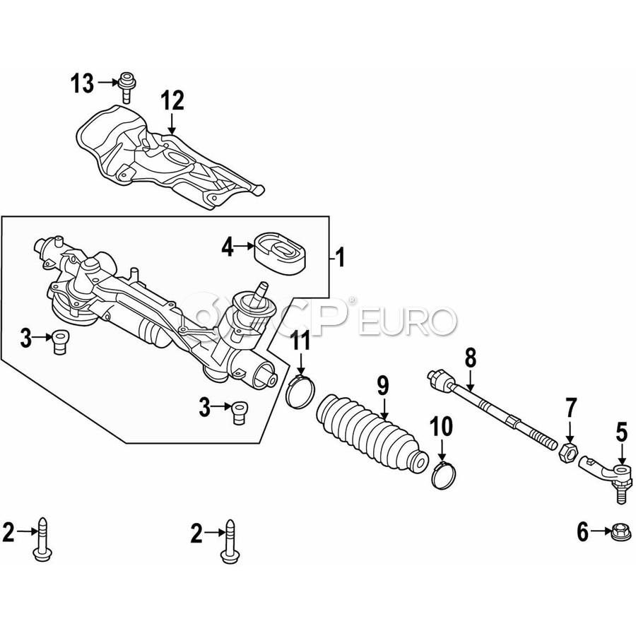 VW Rack and Pinion Assembly - Genuine VW 5QM423055M | FCP Euro