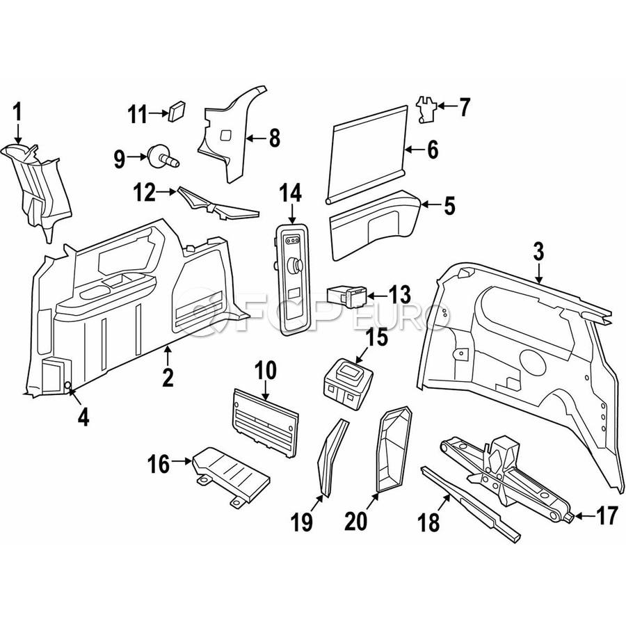 Volkswagen Body D-Pillar Trim Panel Clip - Genuine VW 7B0867299ES3 ...