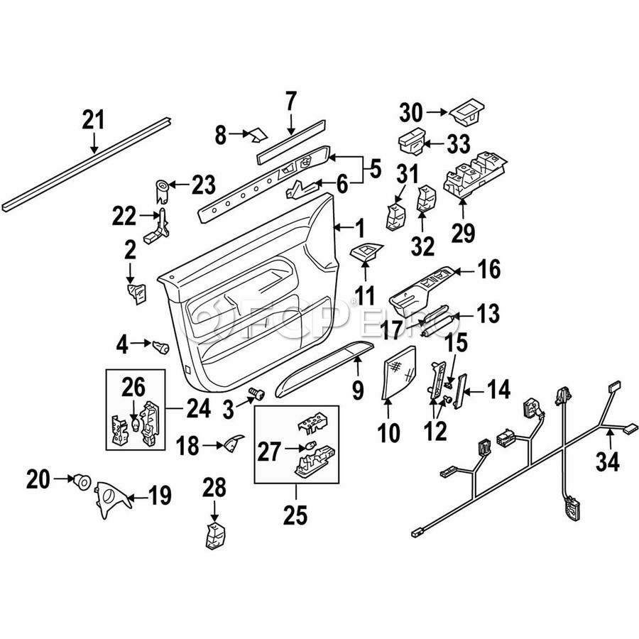 Volkswagen Door Switch Trim Panel - Genuine VW 7L6867157E75R | FCP Euro