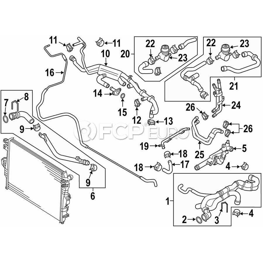 VW HVAC Heater Hose - Genuine VW 7P0819324A | FCP Euro