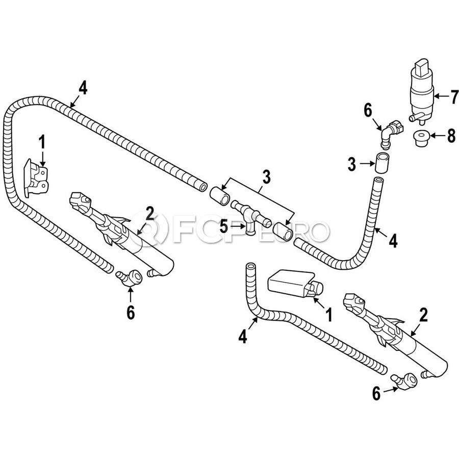 Volkswagen Headlight Washer Hose - Genuine VW 7P6955964B | FCP Euro