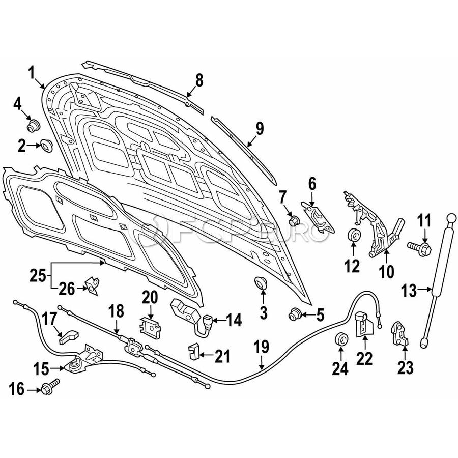 Audi Hood Release Cable - Genuine Audi 80A823531B | FCP Euro