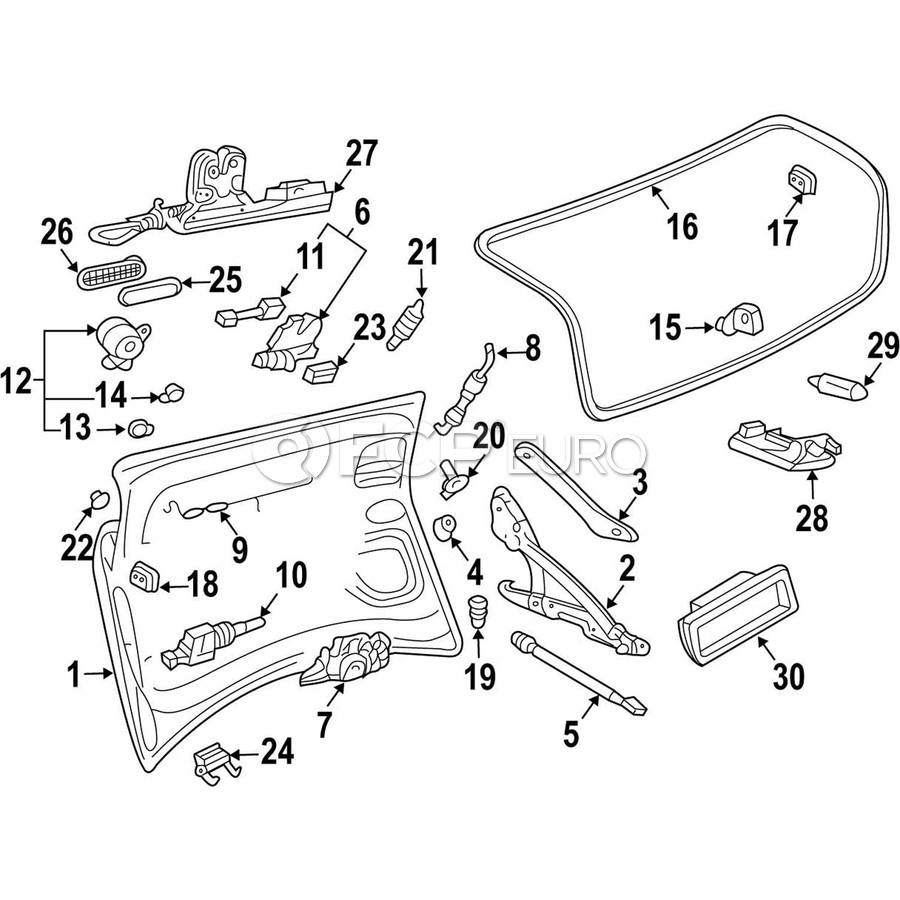 Audi VW Deck Lid Lock Cylinder Clip - Genuine Audi VW 893827547 | FCP Euro