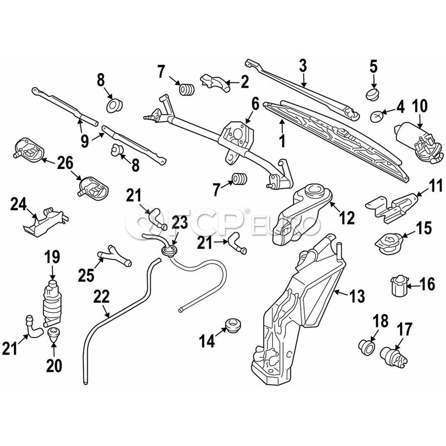 Audi VW Windshield Washer Hose Grommet - Genuine Audi VW 8D0971841D ...