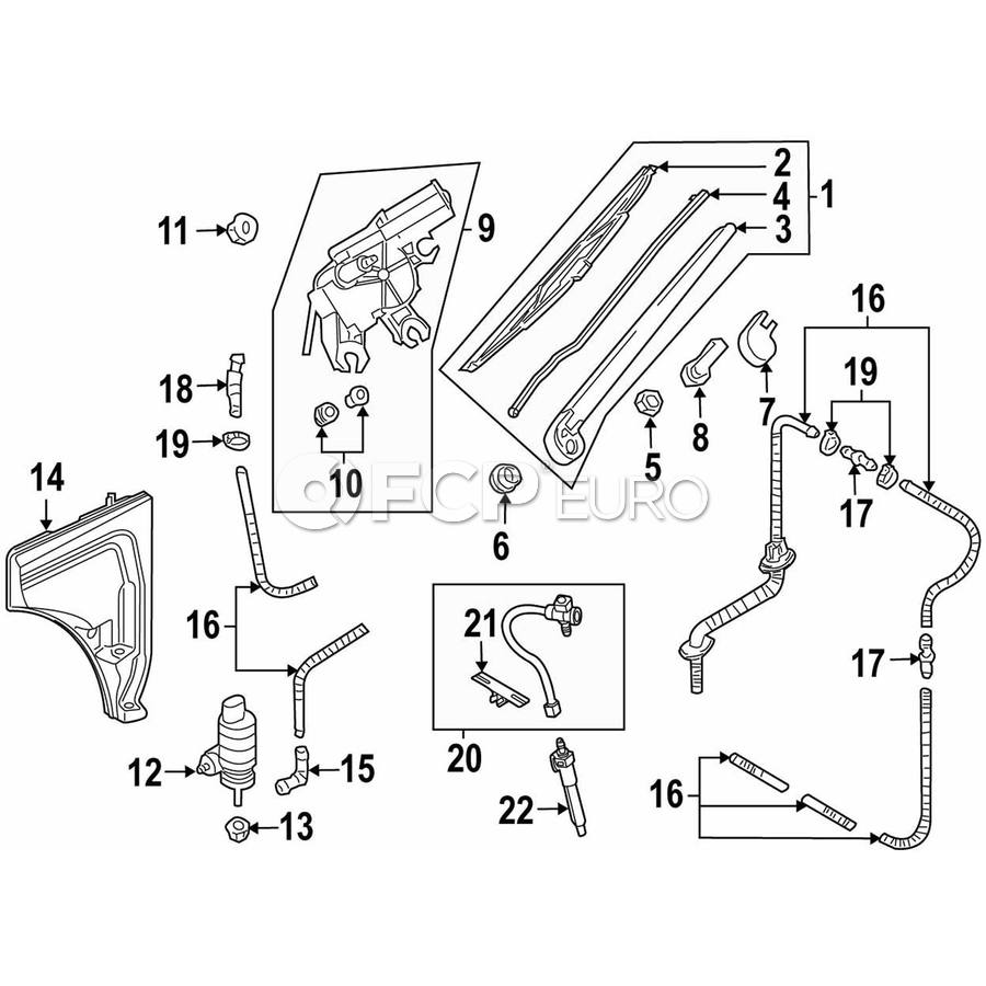 Audi VW Liftgate Washer Hose Clip - Genuine Audi VW 8L0971848D | FCP Euro